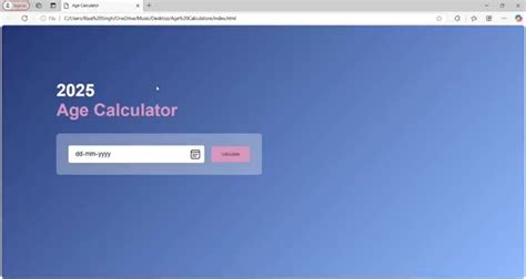 Agecalculator Javascript Js Challenge Age Calculator Kajal Rathore