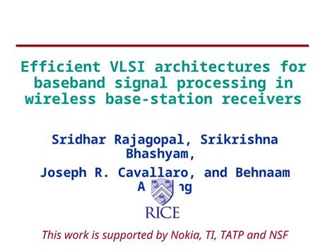 Ppt Efficient Vlsi Architectures For Baseband Signal Processing In