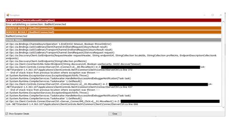 C Reference Client Ua Netstandard Master Is Badnotconnected