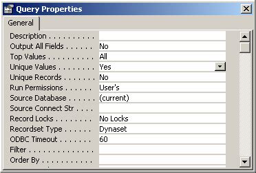 MS Access Only Show Unique Values In A Query
