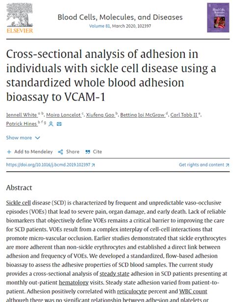 Cross Sectional Analysis Of Adhesion In Individuals With Sickle Cell