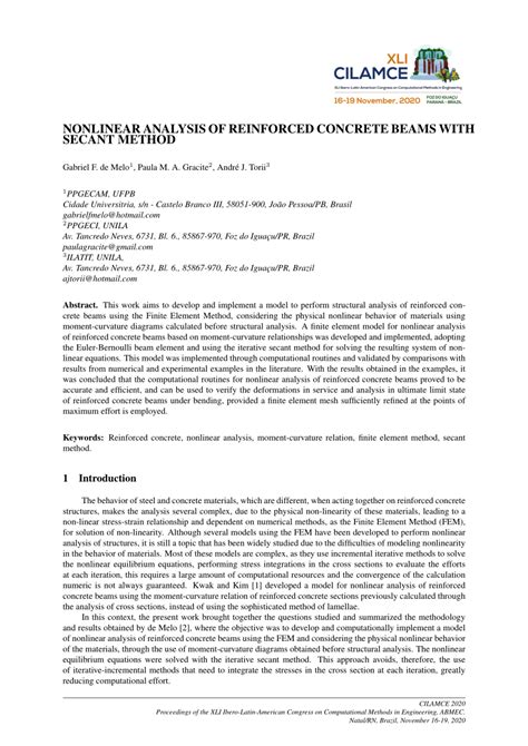 Pdf Nonlinear Analysis Of Reinforced Concrete Beams With Secant Method