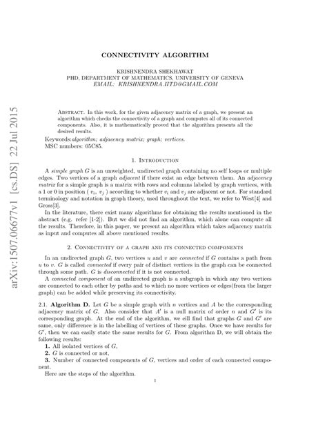 Pdf Connectivity Algorithm