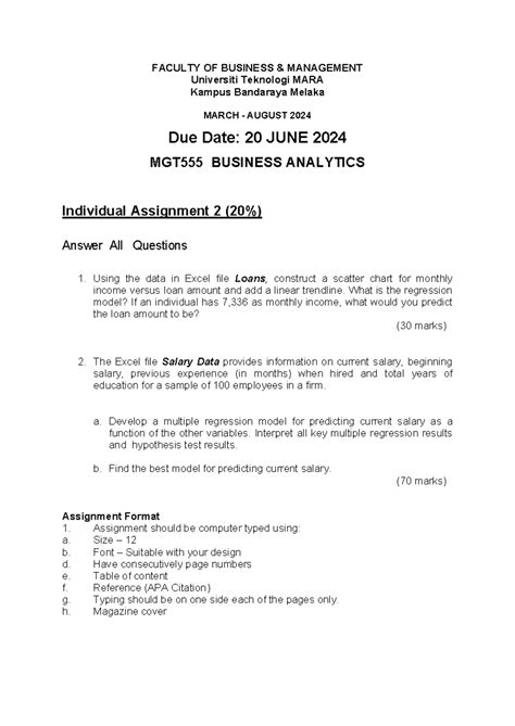 individual assignment 2 mgt555 20 faculty of business