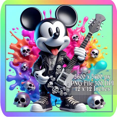 Mickey Goth Guitar Png Mickey Music Rock N Roll Guitar Printable Image