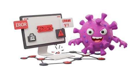Digital Virus Attacking Computer System A 3d Illustration Depicting A Virus Attacking A Computer
