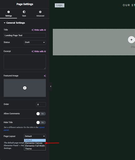 how to design a landing page on elementor without header and footer