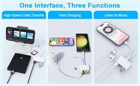 4 In 2 Sd Card Reader For Iphone Ipad [mfi Certified] Usb C Lightning To Sd Card