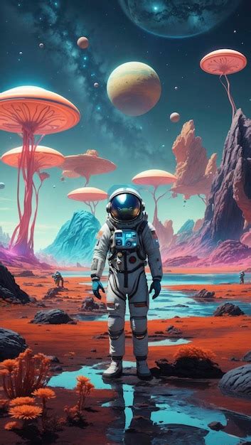 Premium Ai Image Retro Scifi Space Exploration