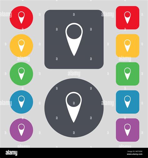 Map Pointer Icon GPS Location Symbol Set Colourful Buttons Vector