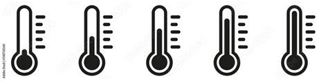 Temperature Symbol Set Three Vector Thermometer Showing The