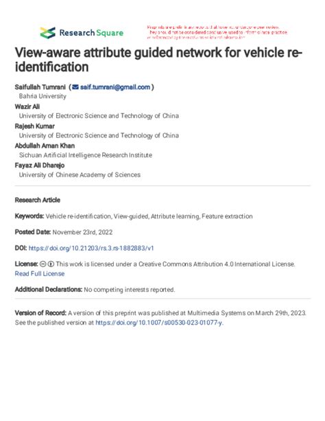 Pdf View Aware Attribute Guided Network For Vehicle Re Identification