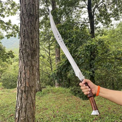 Hand Forged Scimitar Sword Leaf Spring Steel Blade Rosewood Handle Etsy