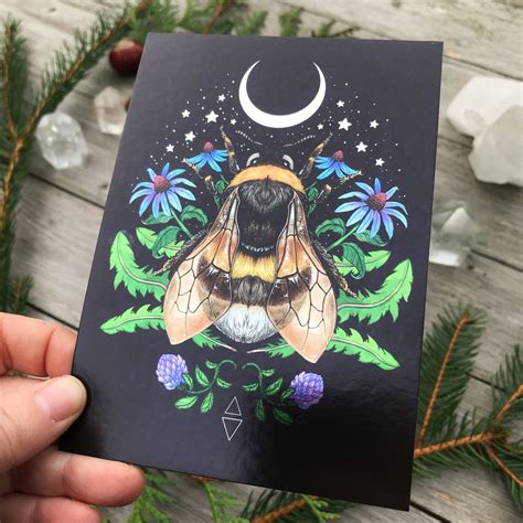 Metallic Shimmering Postcard Bee Goddess Designed By Pixie Cold Etsy