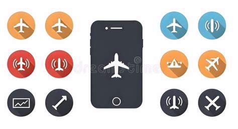 Airplane Mode Interface Design For Mobile Phone With Flight Icons Stock