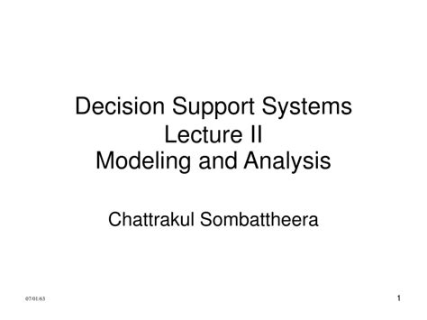ppt decision support systems lecture ii modeling and analysis powerpoint presentation id 9704650