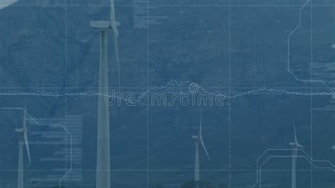 Animation Of Graph And Computer Language Over Spinning Windmill On