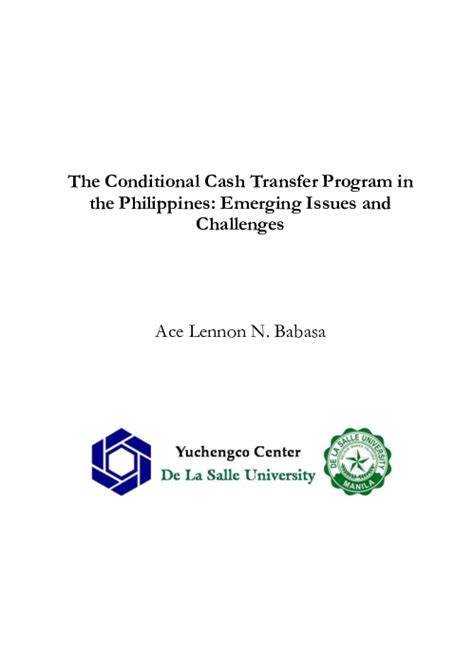Pdf The Conditional Cash Transfer Program In The Philippines