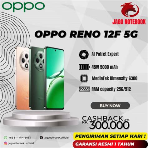 Promo OPPO RENO 12 F 5G 12GB 256GB I 512GB Garansi Resmi Oppo Indonesia New 2024 BUNDLE TWS