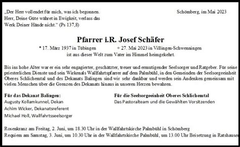 Sterbeanzeige Stadtkirche Schömberg Sterbeanzeige Stadtkirche Schömberg