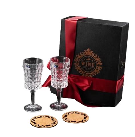 ᐉ Келихи кришталеві Bohemia Diamond в чорній коробці з натурального