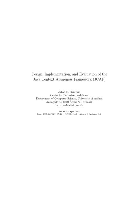Pdf Design Implementation And Evaluation Of The Java Context