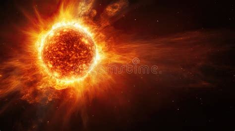 Fiery Exploding Sun Stock Illustration Illustration Of Nearby 318213895