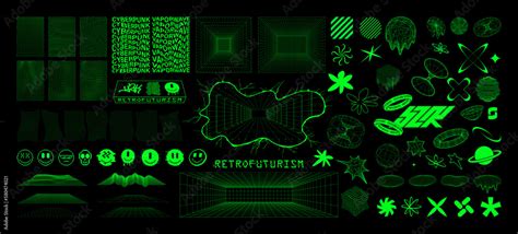 retrofuturistic wave y2k shapes curved space trippy bold elements