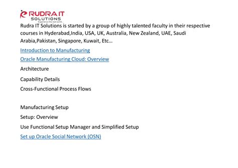 Ppt Oracle Fusion Manufacturing Cloud Online Trainining Powerpoint Presentation Id 12152267