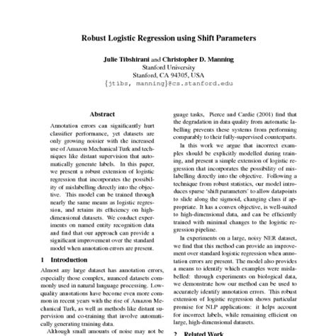 Robust Logistic Regression Using Shift Parameters Acl Anthology
