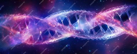 Premium Ai Image Panorama Of A Stylized Glowing Dna Strand Twisting