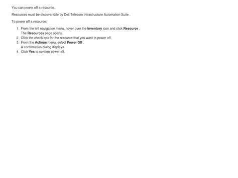 power off a resource dell telecom infrastructure automation suite 2 1