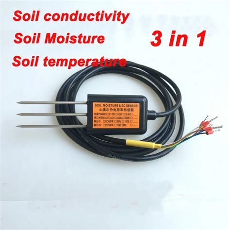Free Shipping Ec Output Rs Soil Moisture Conductivity Soil Humidity And Temperature Sensor