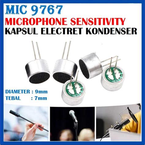 Jual Mic 9767 9x7mm 2 Pins Capacitive Capsule Electret Microphone