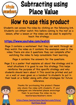 Subtracting Using Place Value Whole Numbers Video Flipped Learning