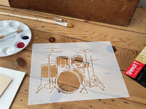 Drum Set Stencil 8 5″x11″ Stencil 1