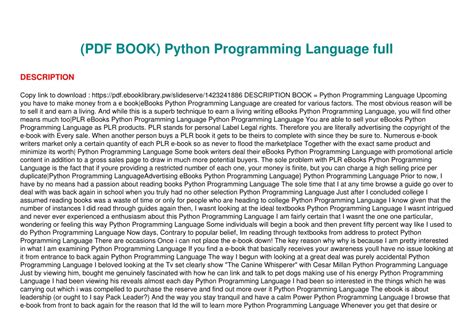 Ppt Pdf Book Python Programming Language Full Powerpoint