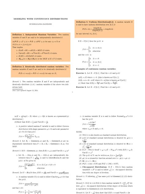 Continuous Distributions Pdf