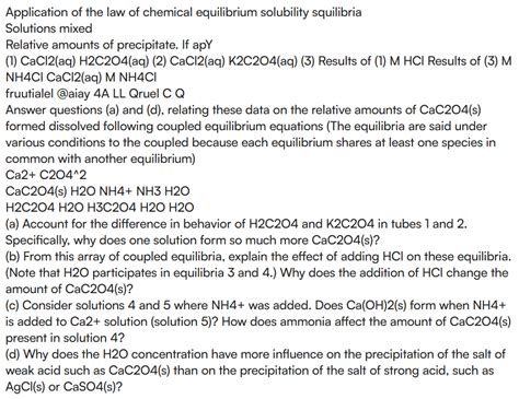Applications Of Chemical Equilibrium Solubility Equilibria When Mixing S