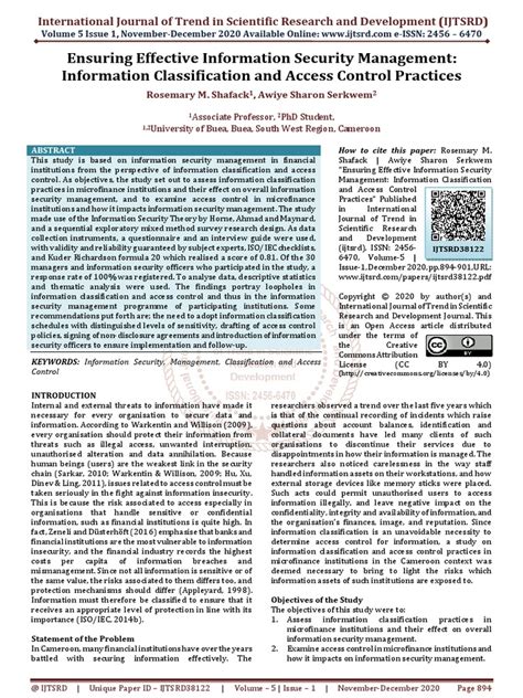 Ensuring Effective Information Security Management Information