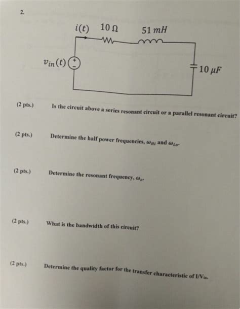 Solved Is The Circuit Above A Series Resonant Circuit Or A Chegg