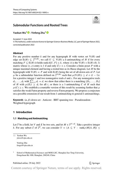 submodular functions and rooted trees request pdf