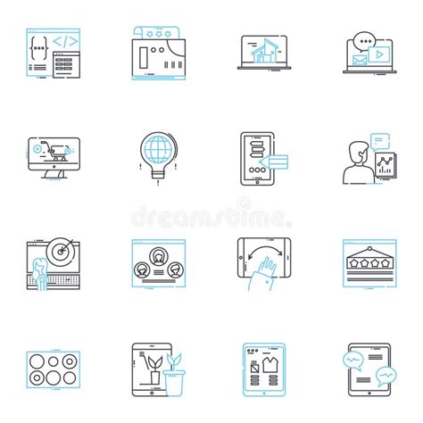 Mobile Apps Linear Icons Set Innovation Convenience Functionality