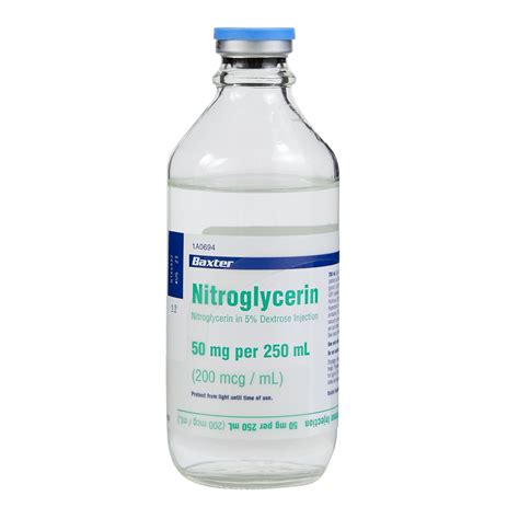 Nitroglycerin 50mg 250ml 5 Dextrose 250ml Medex Supply