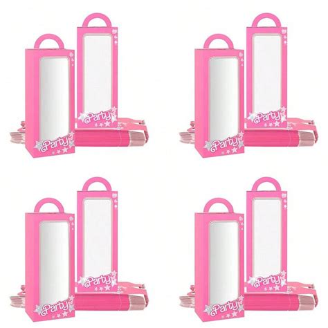 12pcs Pink Doll Party Favor Boxes Doll Props Hot Pink T Box Goodie Bag Candy Treat Boxes Pink