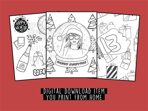 Taylor Swift Christmas Era Coloring Activity Pages Instant Download