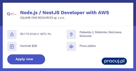 oferta pracy node js nestjs developer with aws square one resources