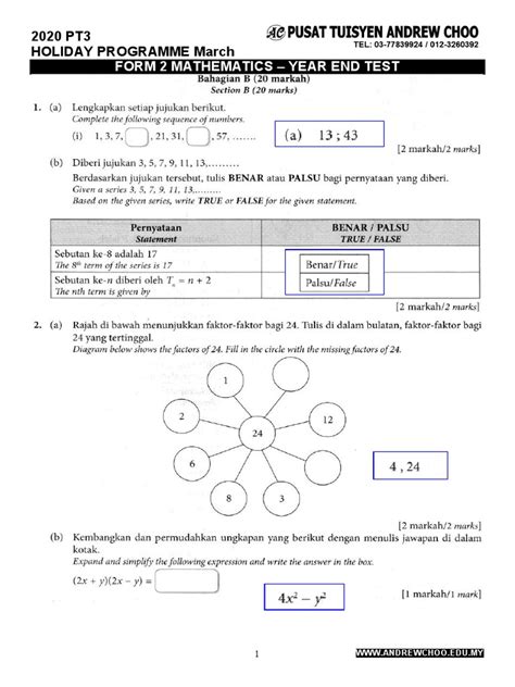 Pt3 Mathematics Form 2 Revision Kssm Pdf