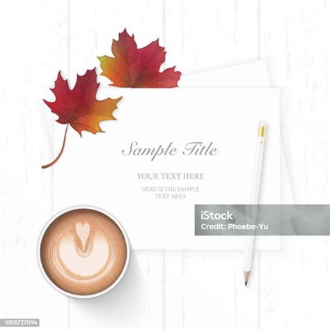 플랫 상단 보기 우아한 흰색 구성 종이을 단풍 잎 커피 놓고 나무 배경에 연필 0명에 대한 스톡 벡터 아트 및 기타 이미지 0명 구도 나무 Istock
