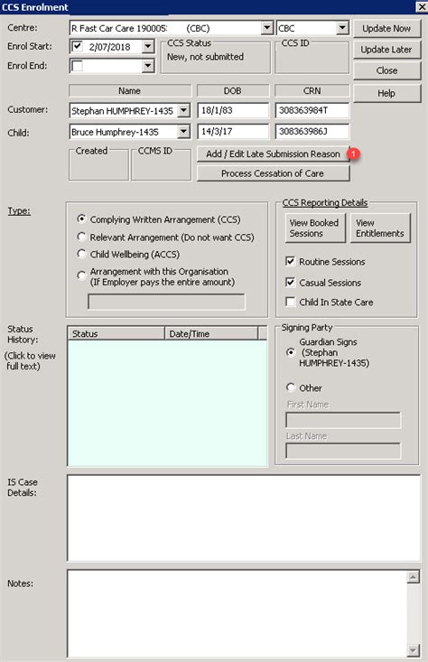 Ccss Errors Ccs Enrolment Reason Required For Late Submission Of